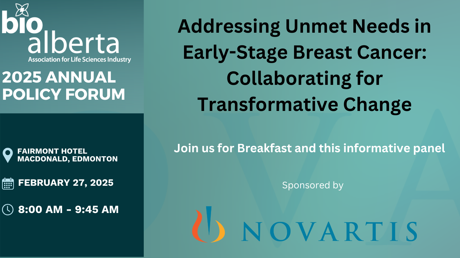 BioAlberta Speaker Series Breakfast hosted by Novartis - Bio Alberta
